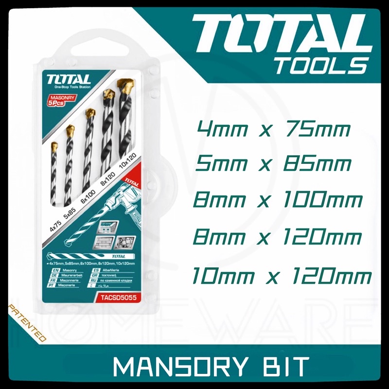 Mansory bit set heavy duty TOTAL / mata tebuk dinding | Shopee Malaysia