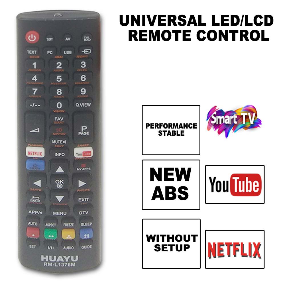 HUAYU Universal LED LCD Smart Android TV Television Remote Control (RM ...