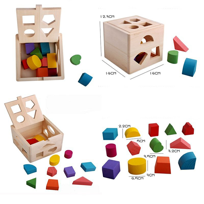 Wooden Baby Newborn Activity Cube Toys Early Learning Shape Sorting Box ...