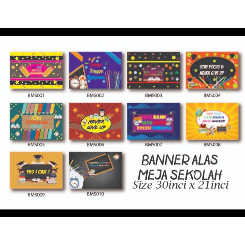 !!SCHOOL ITEM!! BMS Banner Meja Sekolah Pelbagai Design READYMADE ...