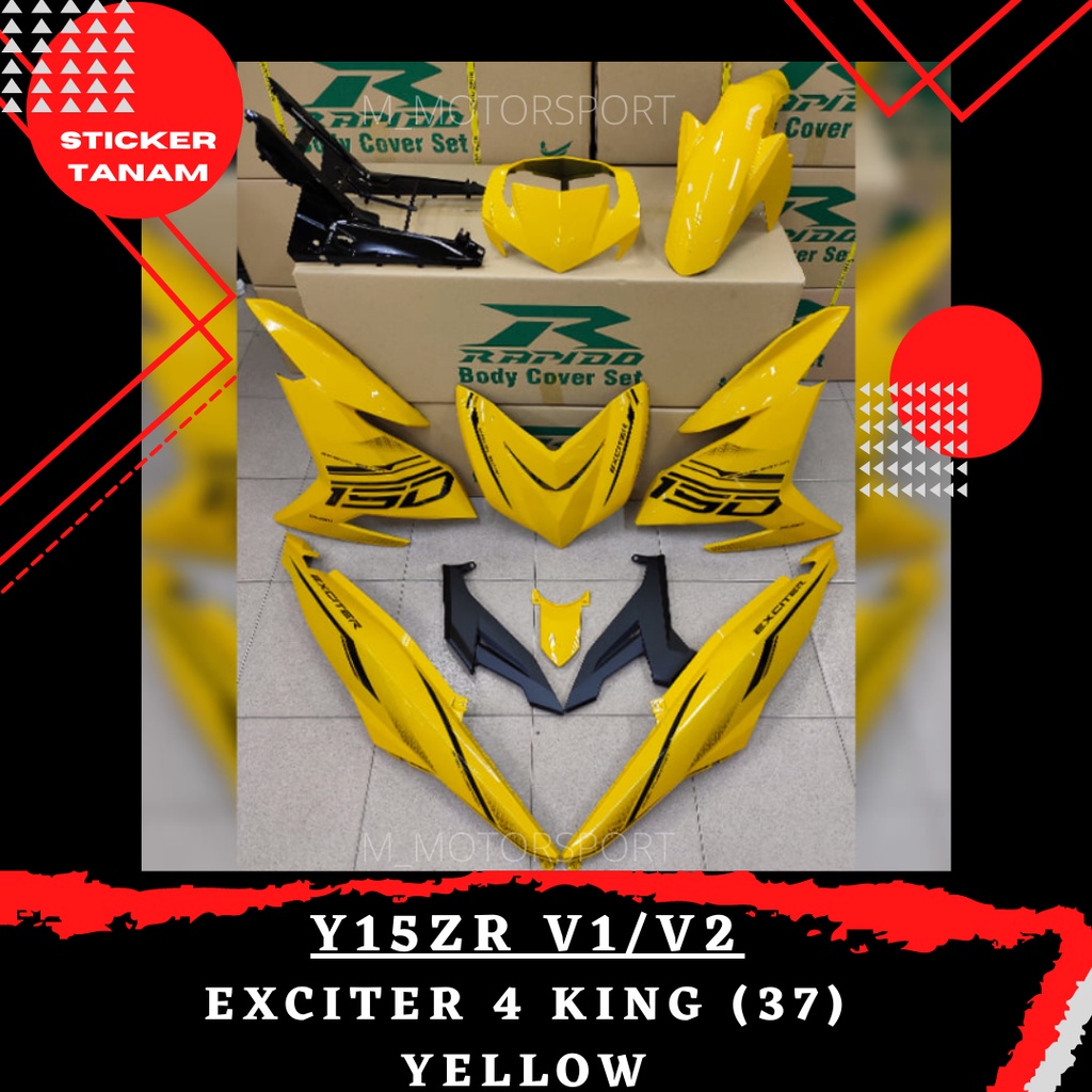 RAPIDO COVER SET Y15ZR V1/V2 EXCITER 4 KING (37) YELLOW (STICKER TANAM/AIRBRUSH) COVERSET ...