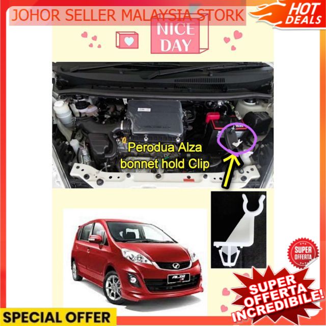 Front Bonnet hold Stand clip hook Clips Perodua Alza Myvi lagi best 100 ...