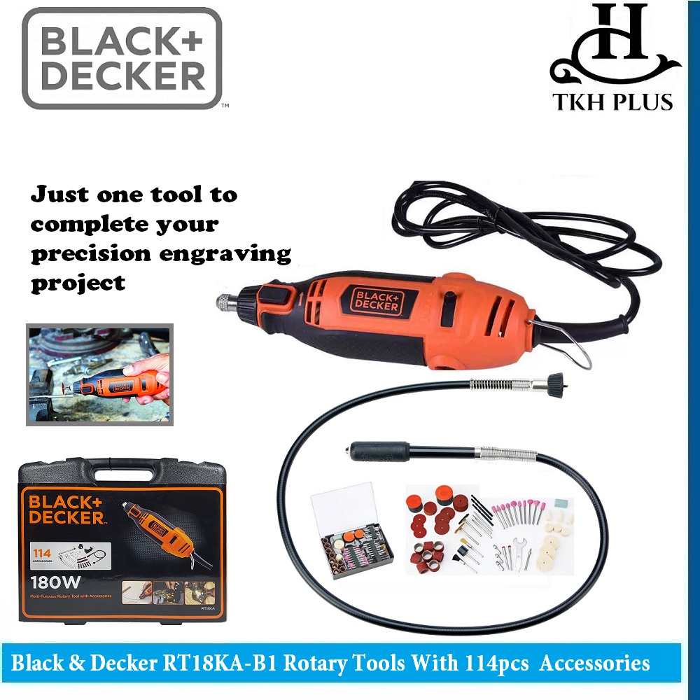 Black & Decker RT18KA-B1 Rotary Tools With 114pcs Standard Accessories ...