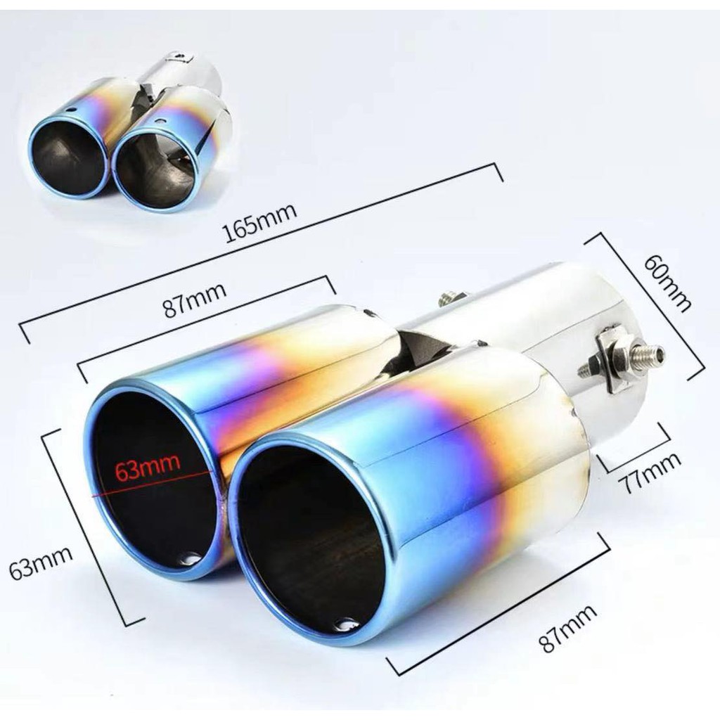 Exhaust tip titanium blue plug and play tail pipe axia myvi alza wira ...