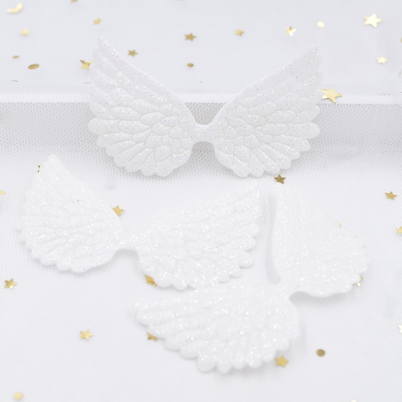 20Pcs 74*43mm White Angel Wing Appliques Single Sided Fairy Wing ...