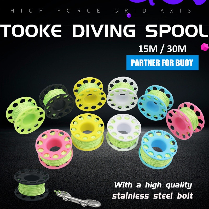 Scuba Diving Spool Reel Finger 15M/30M with Bolt Snap Hook SMB Safe ...