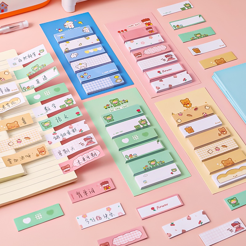 Cartoon Note Paper Student Notebook Classification Index Sticker Note ...