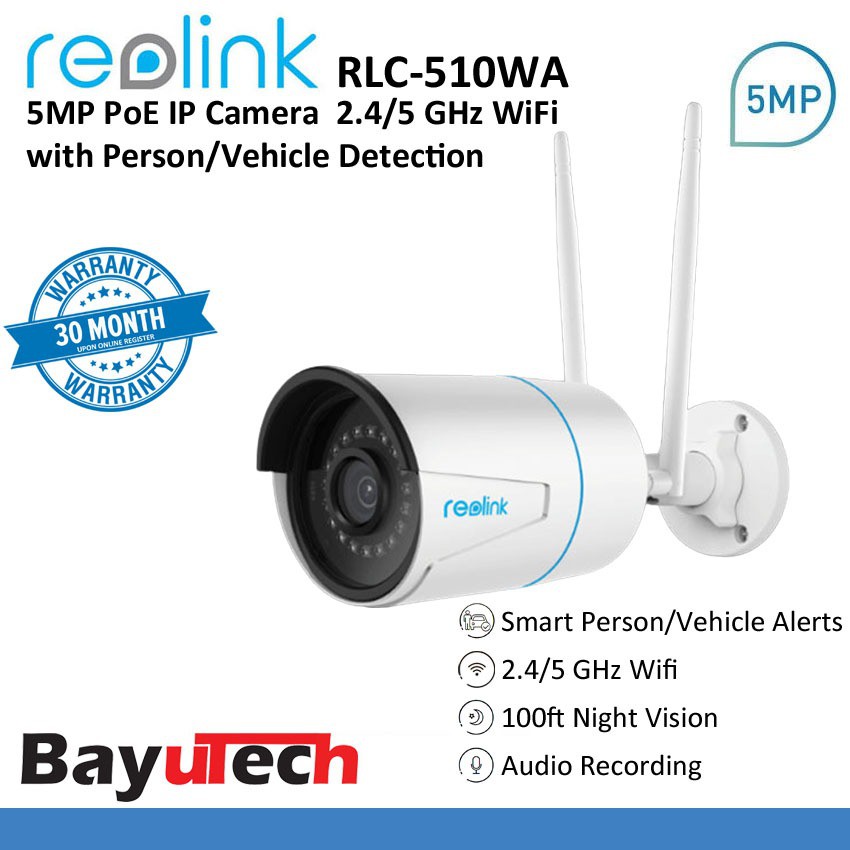 Reolink RLC-510WA 5MP Dual Band Wireless WiFi 2.4/5Ghz Security CCTV IP ...
