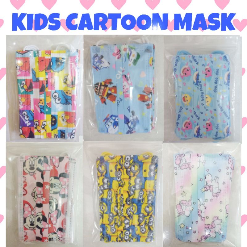 (10pcs)Kids Cartoon 3ply Earloop Disposable Mask, 10 pcs per pack ...