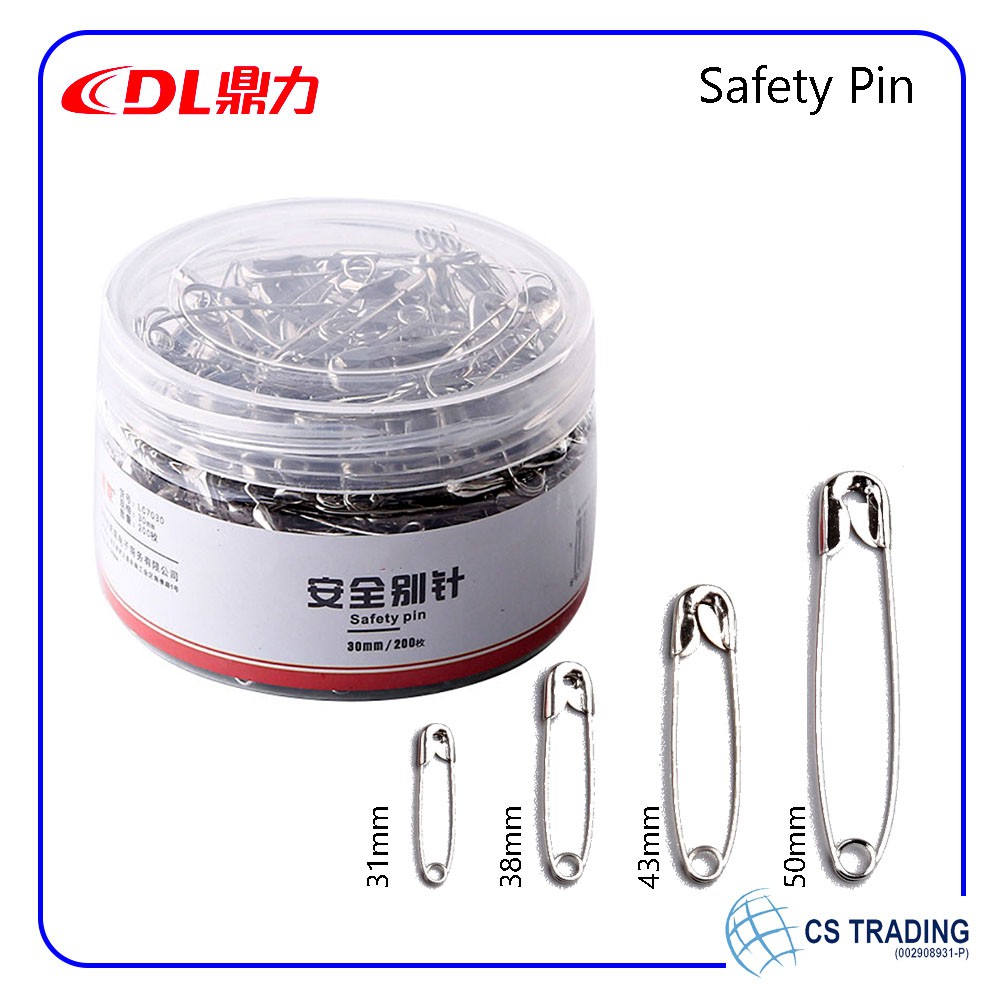 1 Box of Safety Pin 31mm, 38mm, 43mm, 50mm / Pin Keselamatan | Shopee ...