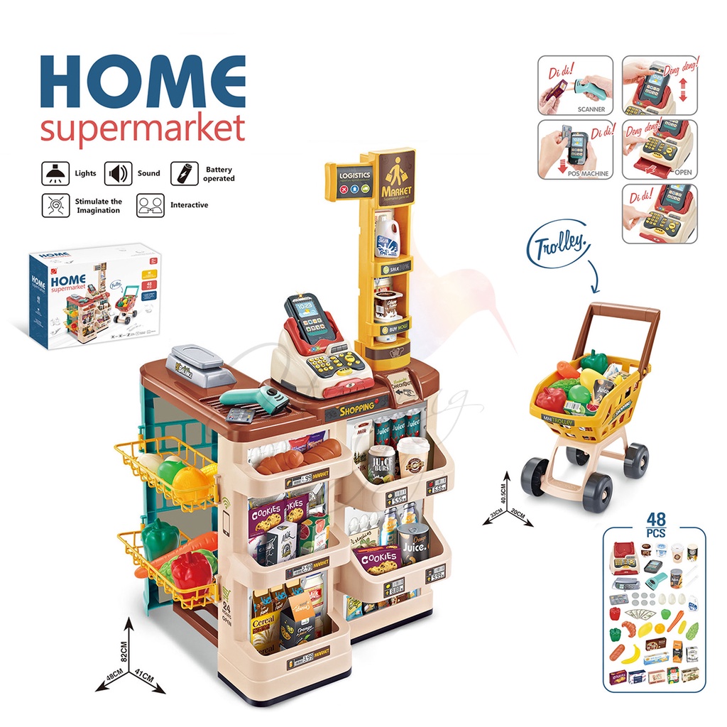 Play Role Cashier Home Supermarket Pretend Play Set Trolley ELECTRICAL ...