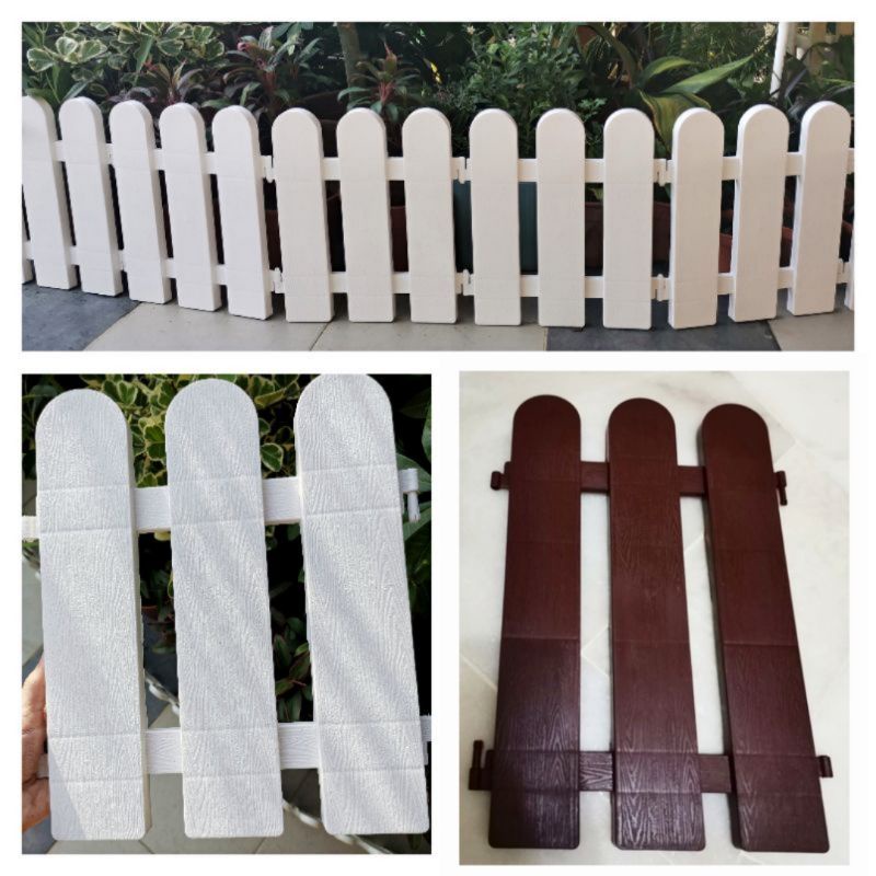 30cm White/ 40cm Brown Hard Plastic Fence🌻Garden Decorative Fencing🌻 ...