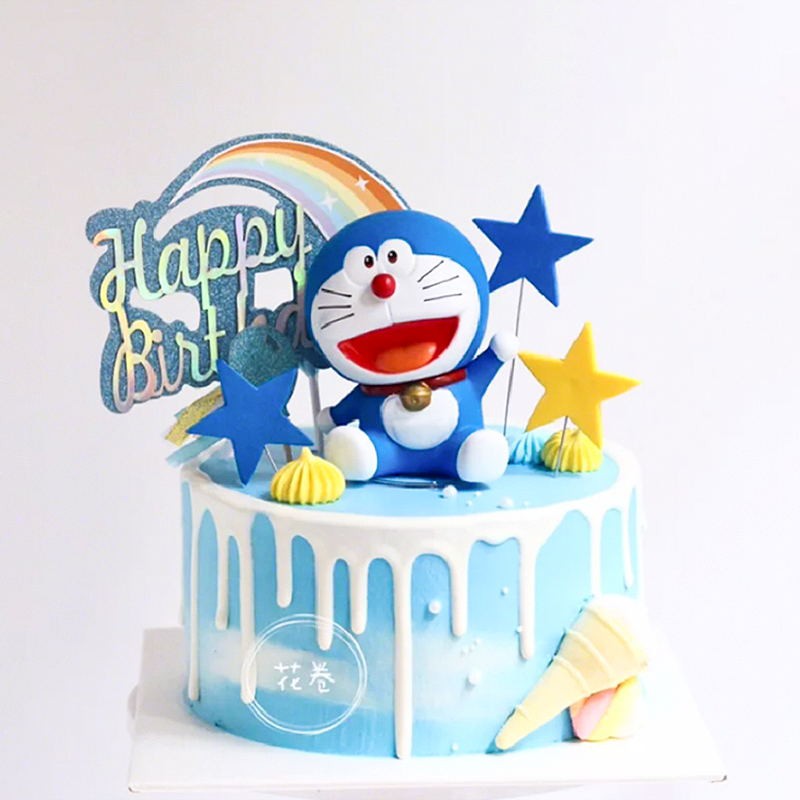 Doraemon Birthday Cake Decoration Baking Decoration Model Kits Cake ...