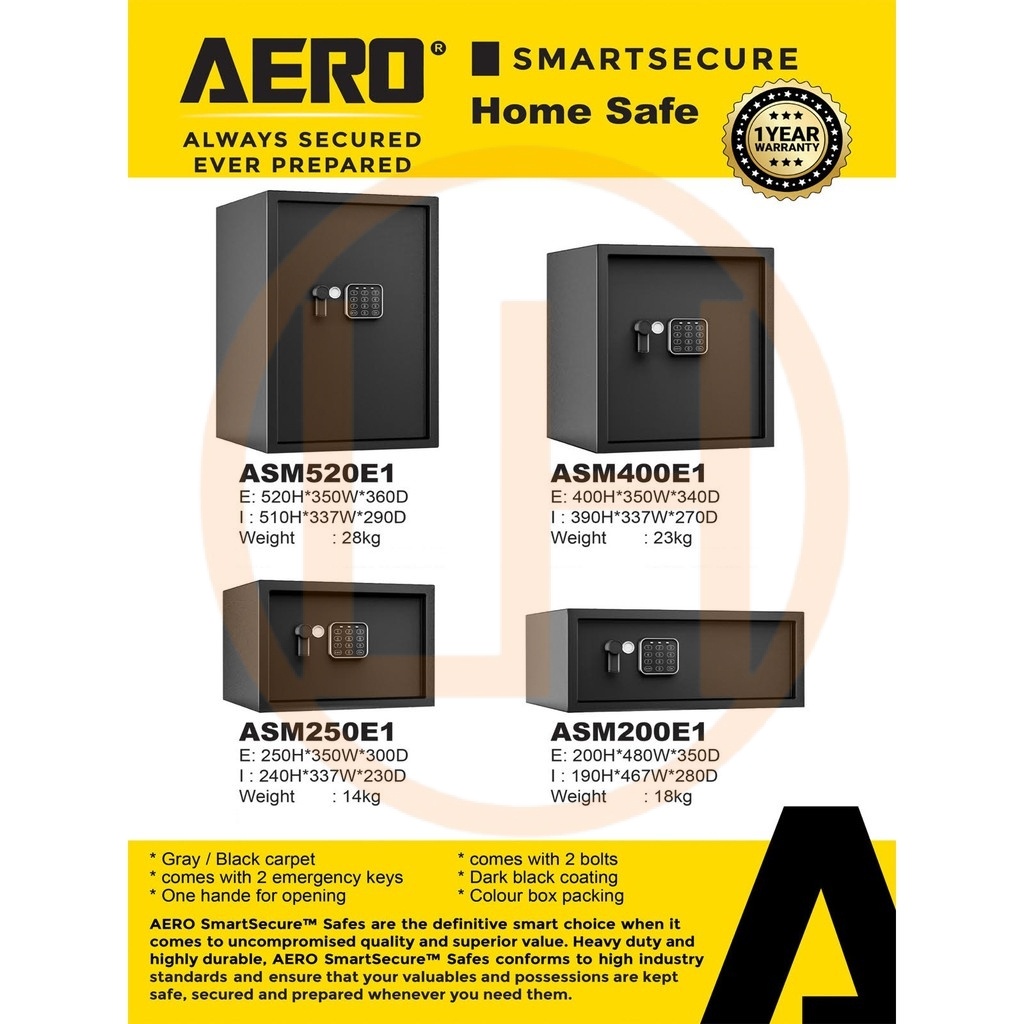 Aero Digital Safe Box / Smart Secure / Home Safe - ASM520E1 / ASM400E1 ...