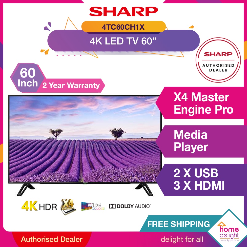 [FREE SHIPPING] Sharp 4K UHD LED TV 60 Inch (JAPAN PANEL ) [ 4TC60CH1X ...