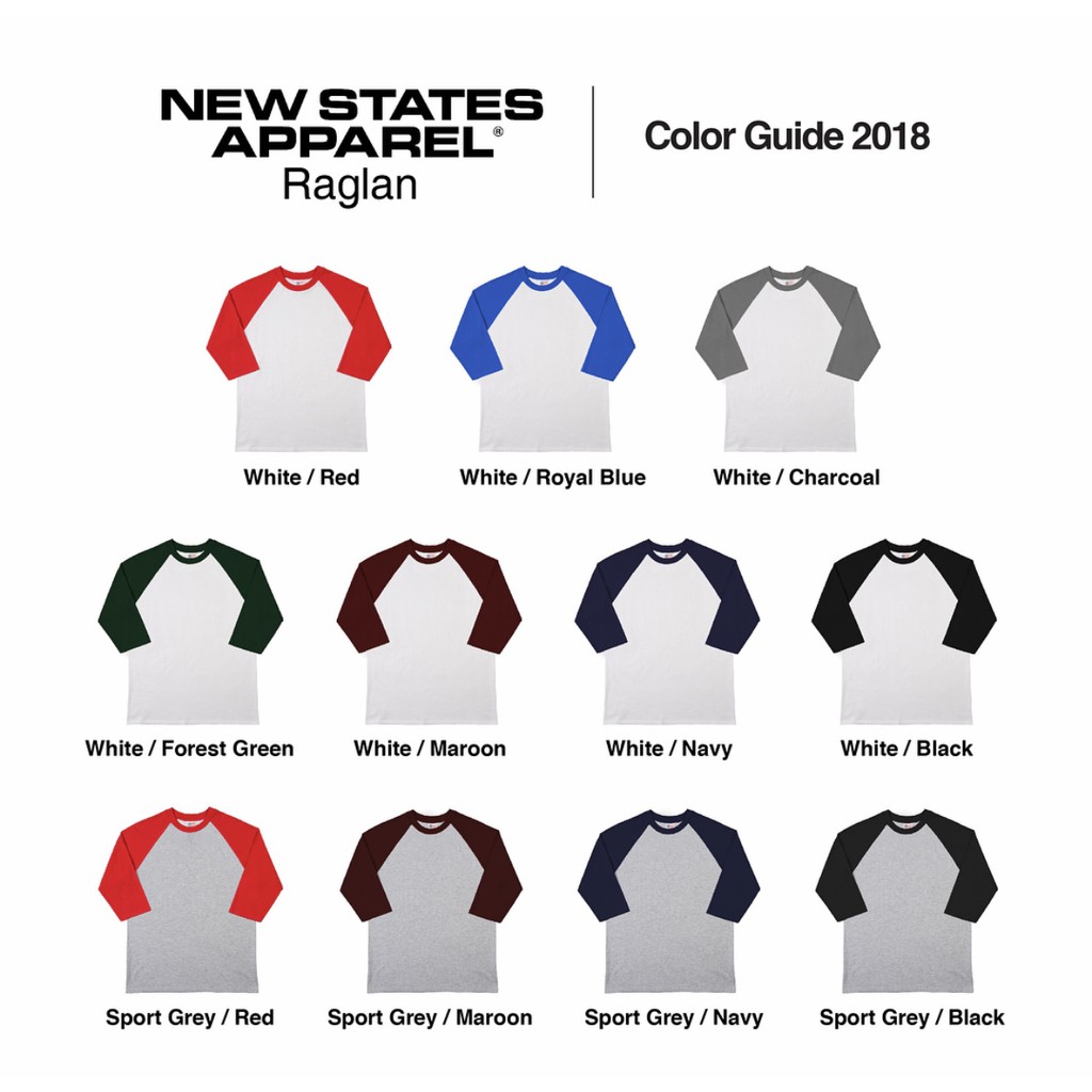 New States Apparel NSA 3-Sleeved Raglan T-Shirt - Premium 7260 Cotton ...