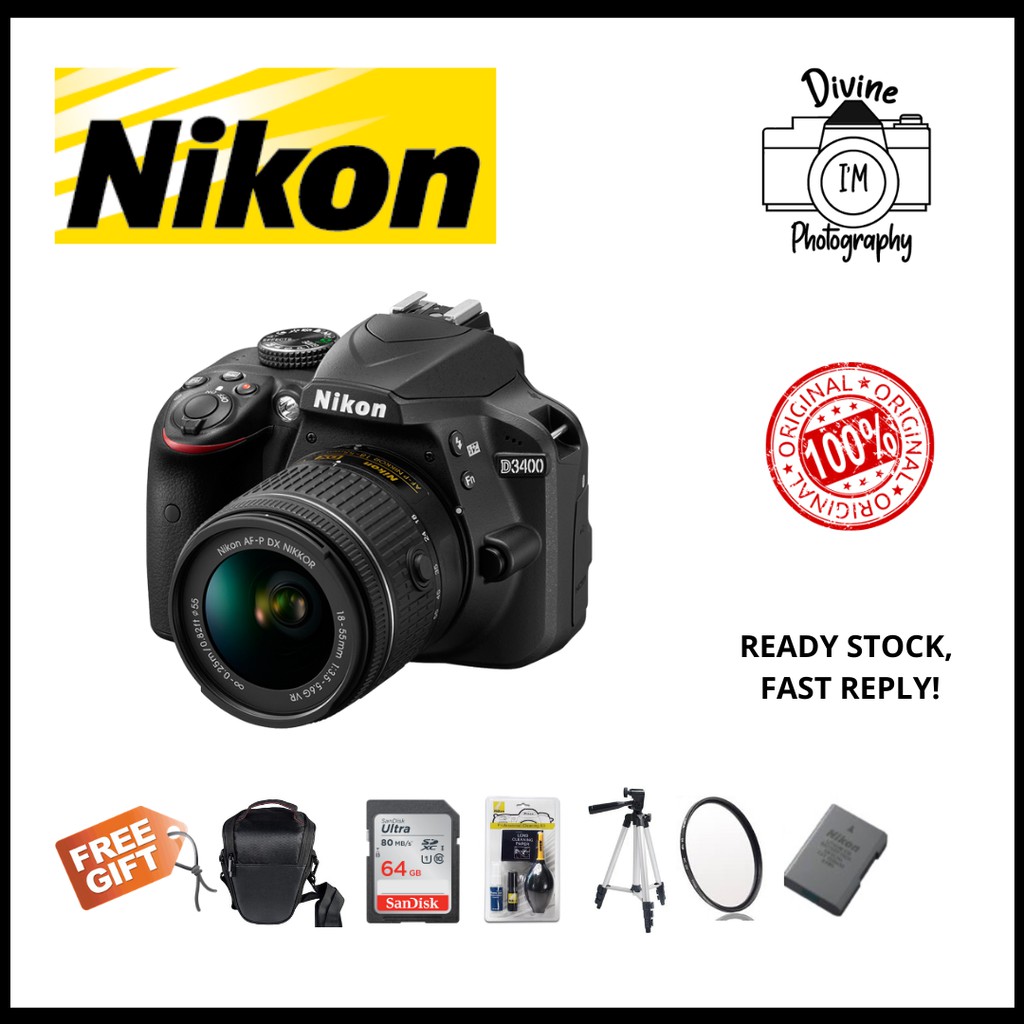 Nikon D3400 DSLR Kit with Standard Zoom 18-55mm / 70 - 300mm / Flash ...