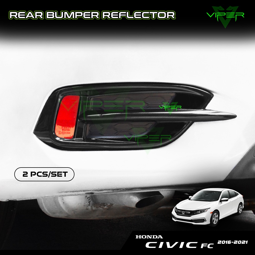 Honda Civic FC 2016-2021 Rear Bumper Reflector Trim Cover Carbon Fiber ...