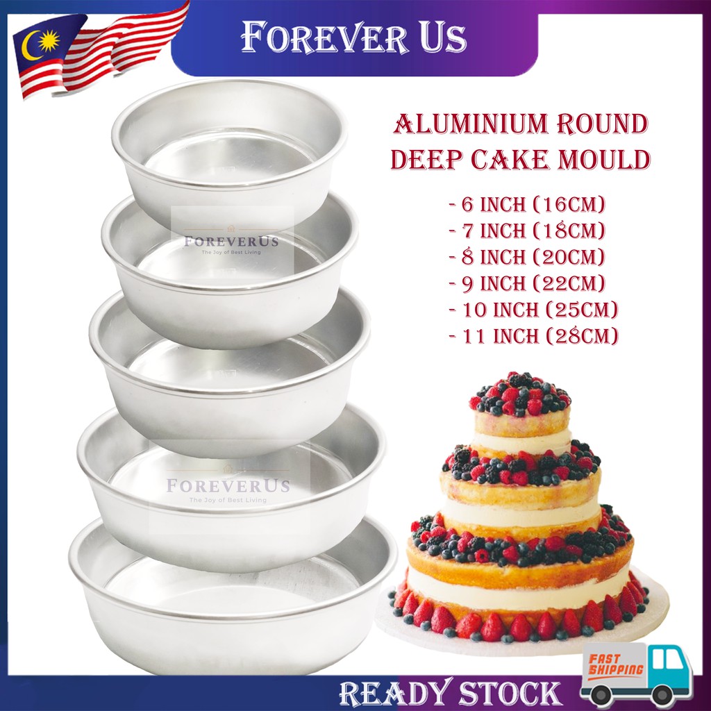 Aluminium Round Deep Cake Bake Mould - 6 / 7 / 8 / 9 /10/11 Inch ...