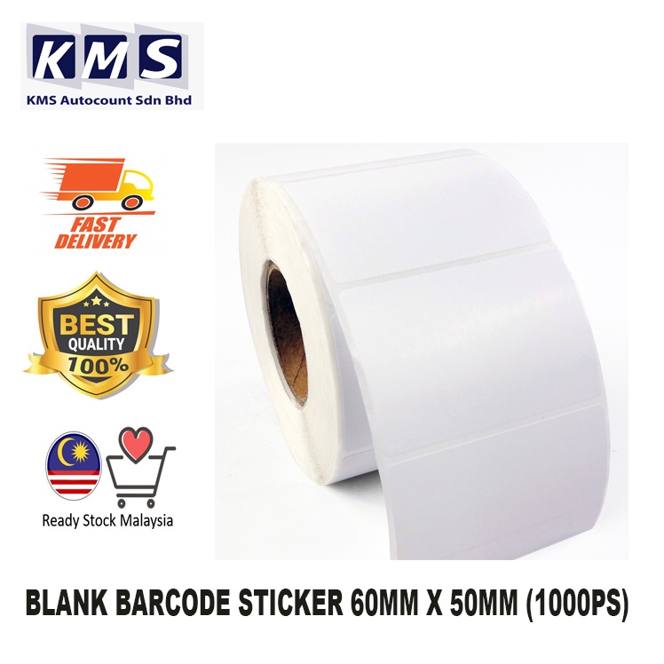 Blank barcode sticker 60mm x 50mm (1000PCS) 1roll | Shopee Malaysia