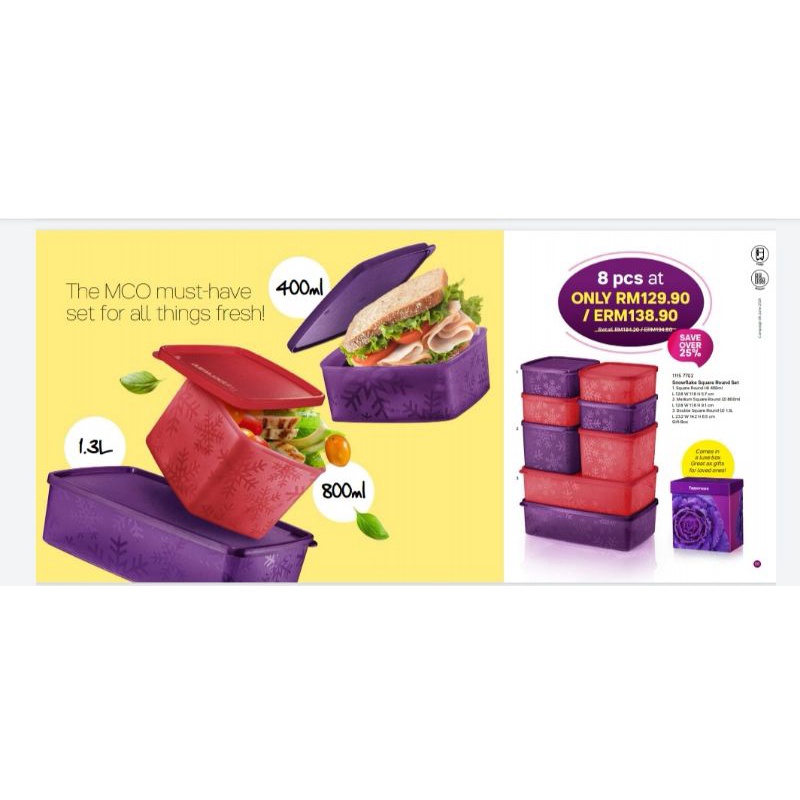 Tupperware Snowflake Square Round Set | Shopee Malaysia