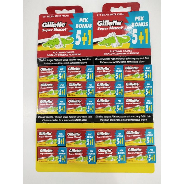 GILLETTE SUPER NACET PLATINUM COATED BLADE (5+1) 10 BOXES ORIGINAL ...