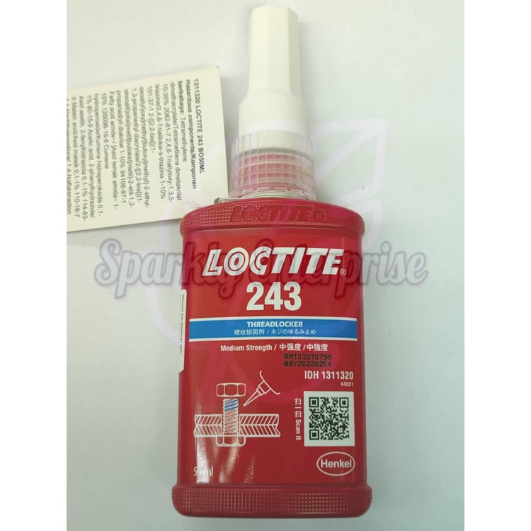 LOCTITE 243 BLUE MEDIUM STRENGTH THREADLOCKER 100% ORIGINAL 50ML ...