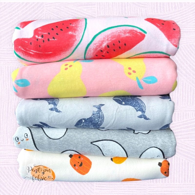 Kain knit rib fabric for baby kids soft stretch boys girl pear whale ...