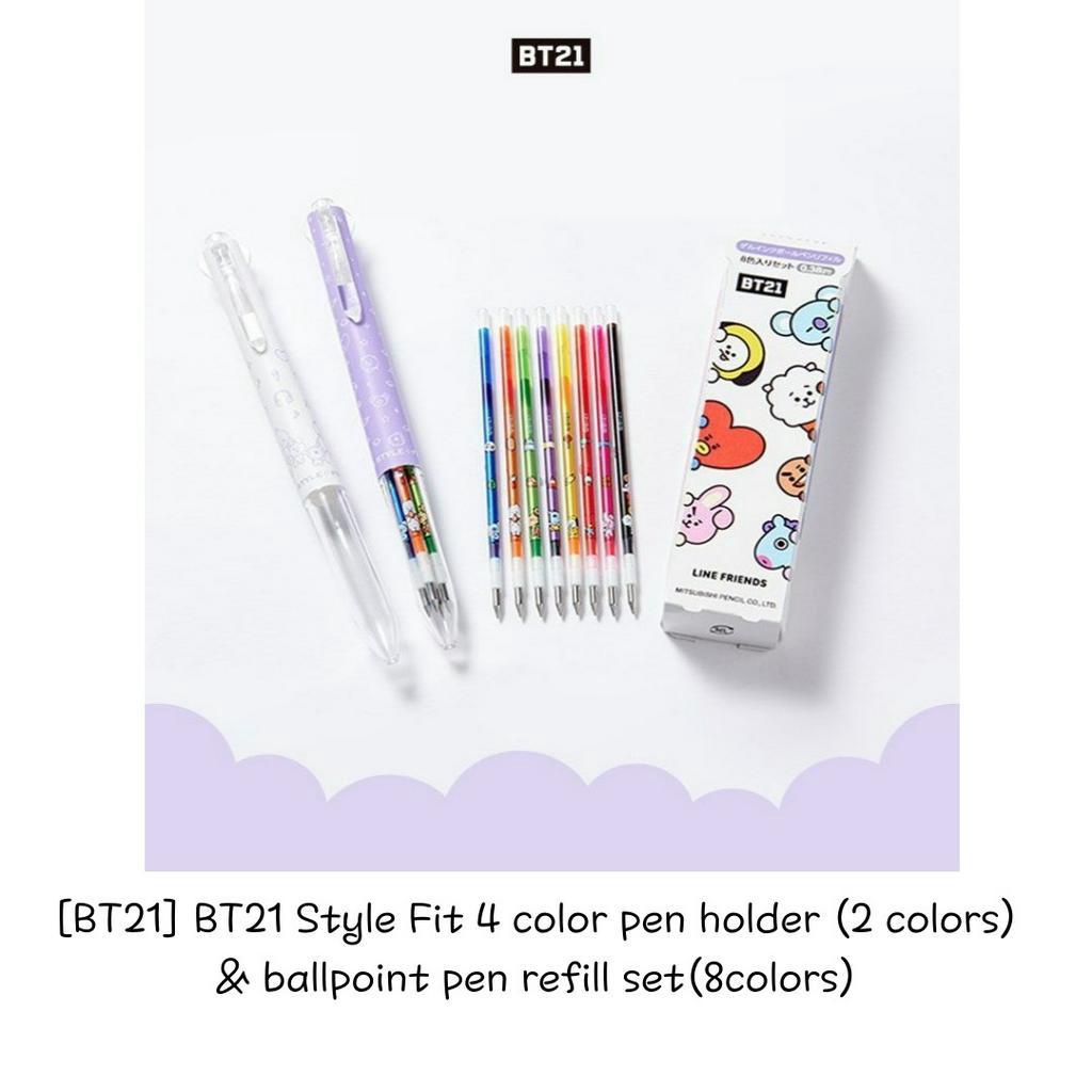 [BT21] BT21 Style Fit 4 color pen holder (2 colors) & ballpoint pen ...