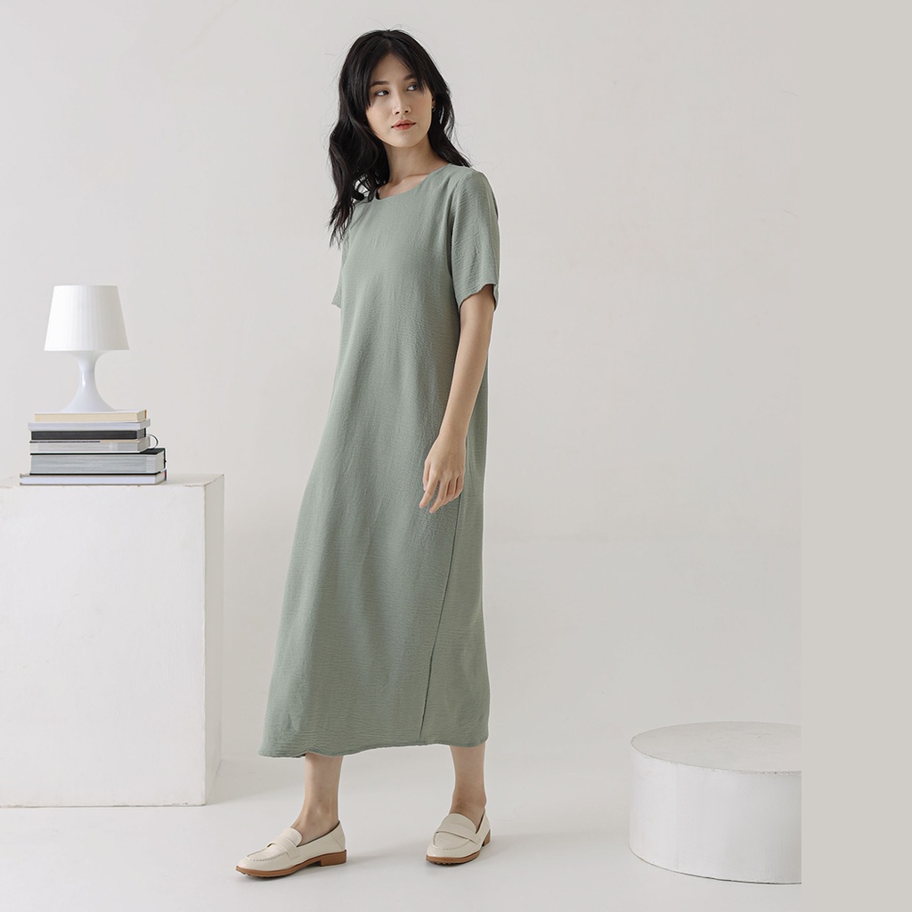 HIJAU Kano - Raven - Basic dress polos Material crinkle Short Sleeve daily sage Green, dusty ...