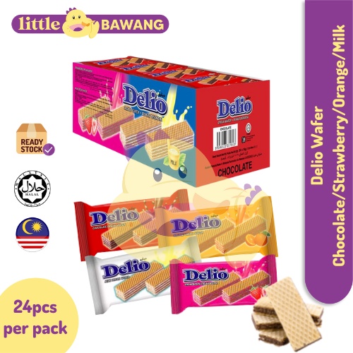 Delio Wafer Chocolate/Strawberry/Orange/Milk 24 pcs per box | Shopee ...