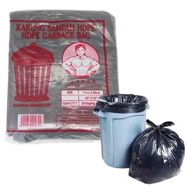 HDPE “29x35” Black Garbage Bag / Plastik Sampah Hitam “20 Sheets Per ...