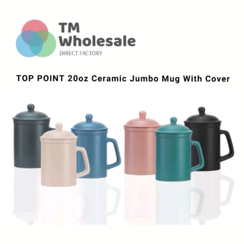 TOP POINT 20oz Ceramic Jumbo Mug With Cover Porcelain Mug Drinking Mug ...