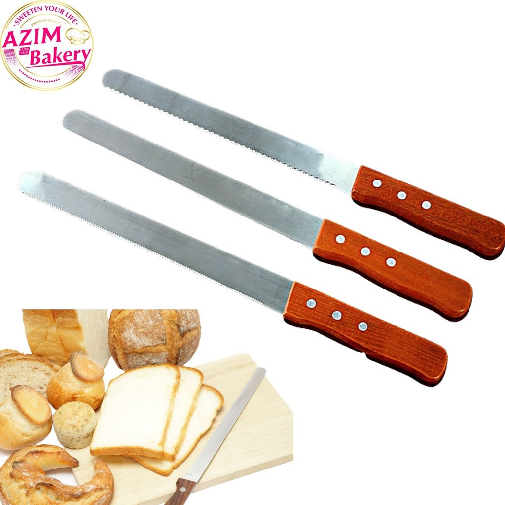 Wooden Handle Bread Knife 10 Inch | Pisau Roti | Cake Knife | Serrated ...
