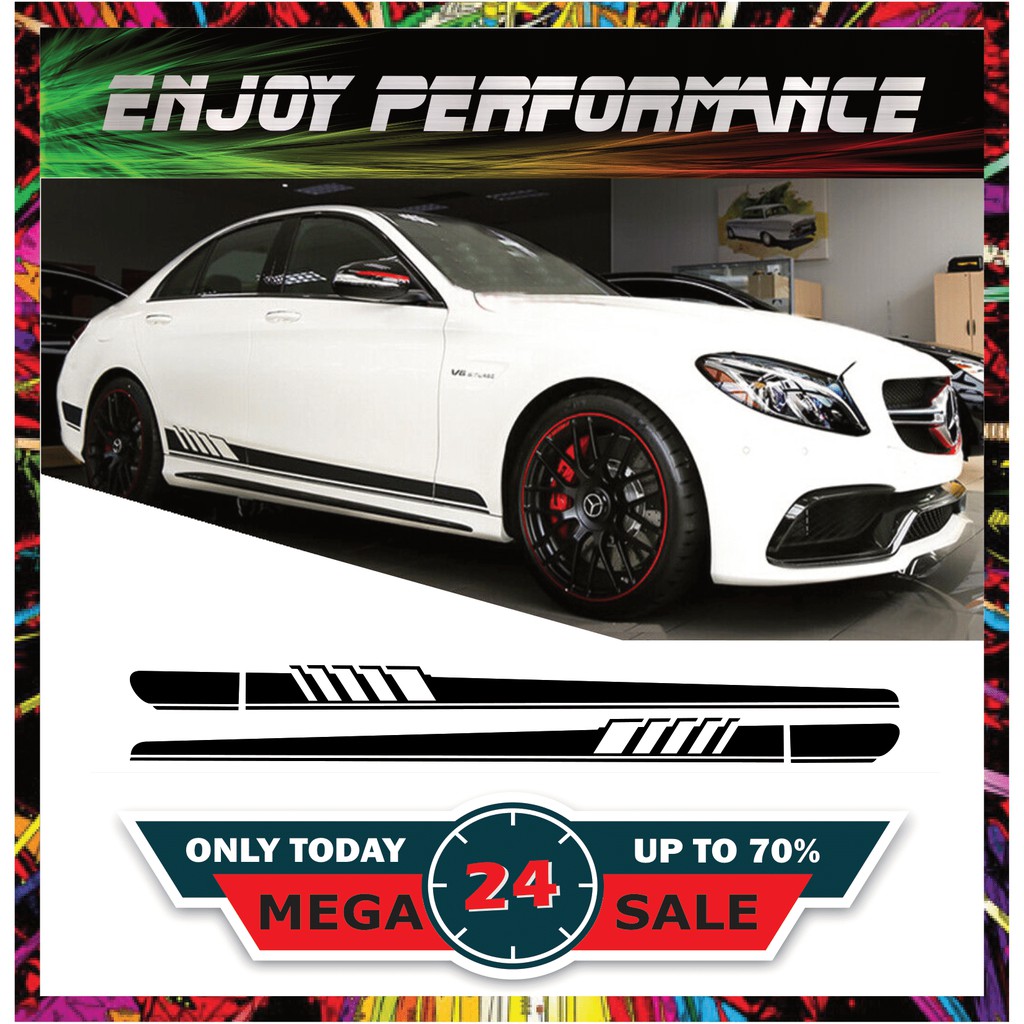 2pcs(1 set) Car Auto Body Vinly Decals Racing Car Sports Long Stripe ...