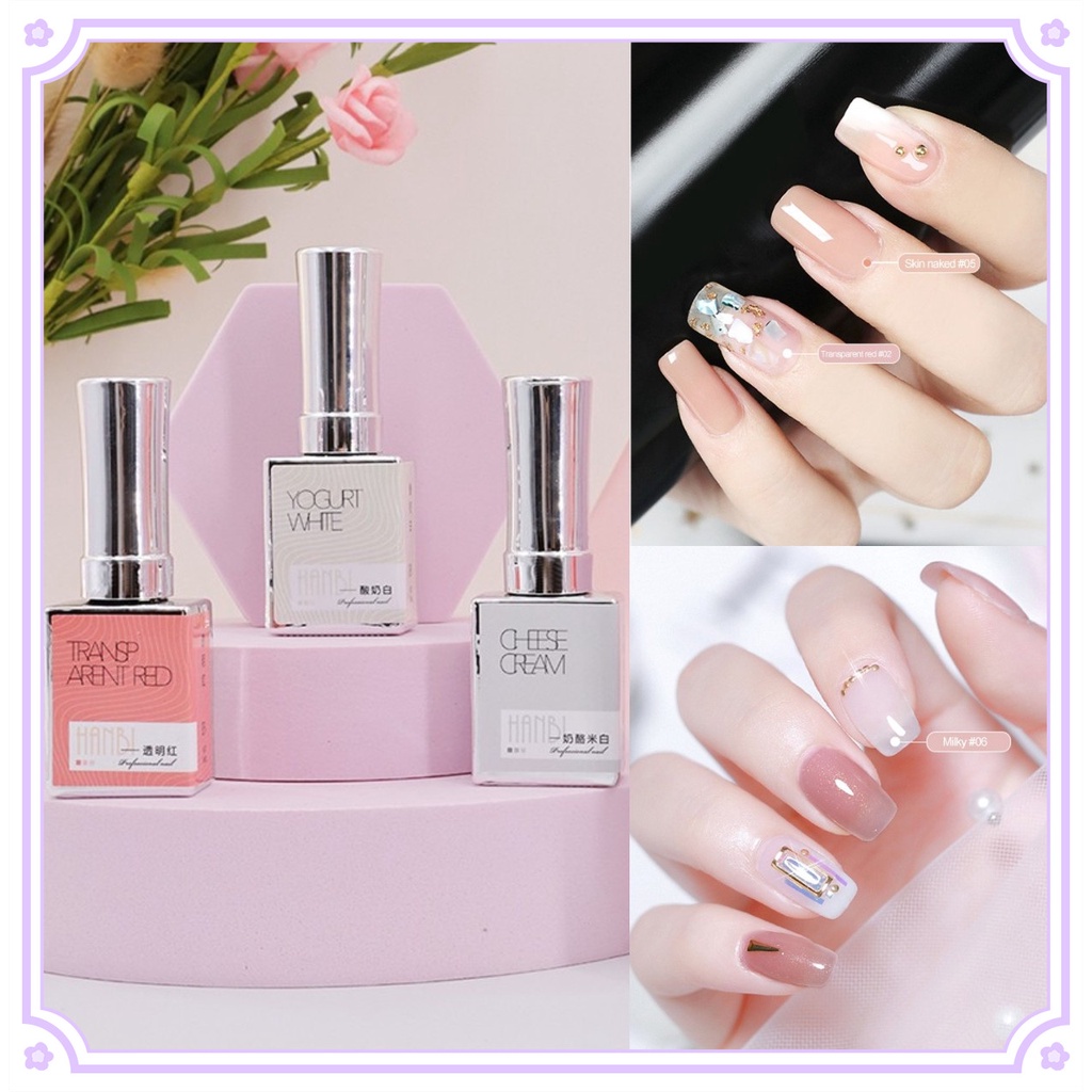 Hanbi 10 Colors Jelly Nail Gel Polish Translucent Nude Pink Milky White ...