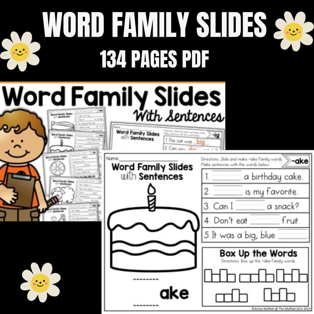 050-Word family Slides with sentences worksheet 🌛 English sight words ...