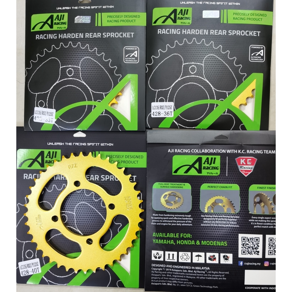 AJI RACING SPROCKET 428 RXZ/ LC135 HARDEN STEEL 14T-46T GOLD REAR ...