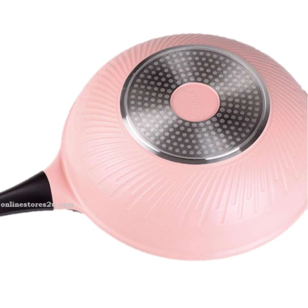 Wok Maifan Stone Non-Stick Frying Pan Pot - Pink (32cm) | Shopee Malaysia