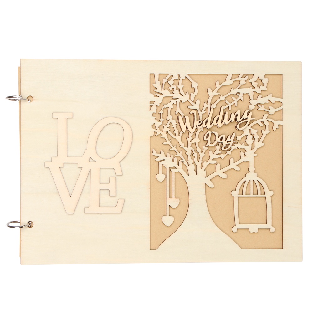 MYRON Rustic Guest Book Birthday Wooden Wedding Graduation Sign-in ...