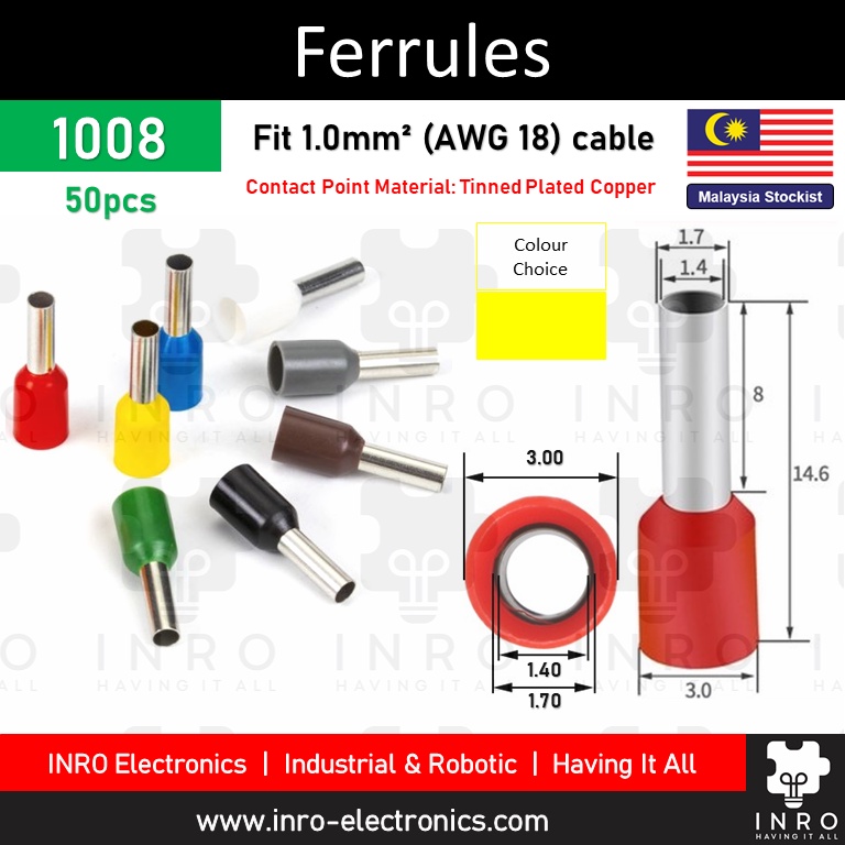 [20pcs 50pcs] Ferrules Ferrule, Terminal Bootlace, 0.34, 0.50-2.5mm2 ...
