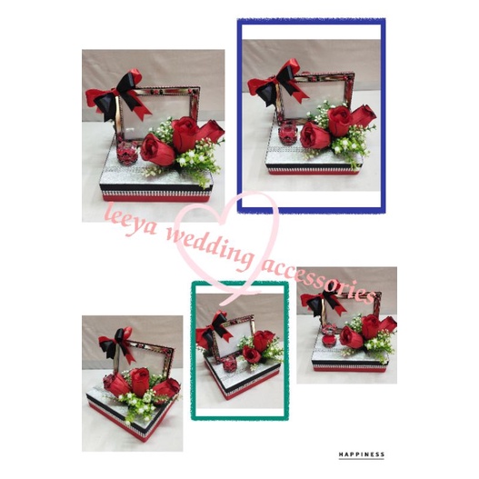 gubahan frame mas kahwin c/w bekas cincin ( black red silver) | Shopee ...