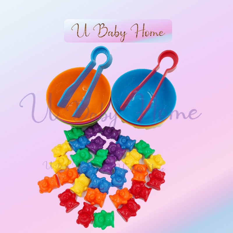 Colourful Counting Sorting Matching Bowl Pom Pom Ball Montessori Fine ...