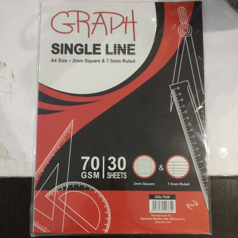Graph Paper Single Line A4 Paper (70gsm/30sheets) [Ready Stock ...