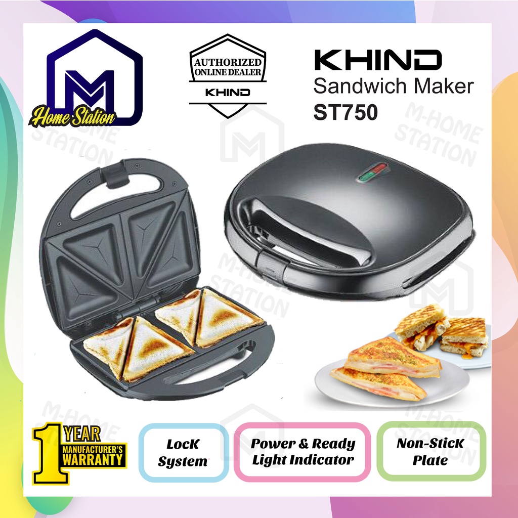 Khind ST750 Non-Stick Coating Sandwich Toaster Maker Pembakar Roti ...