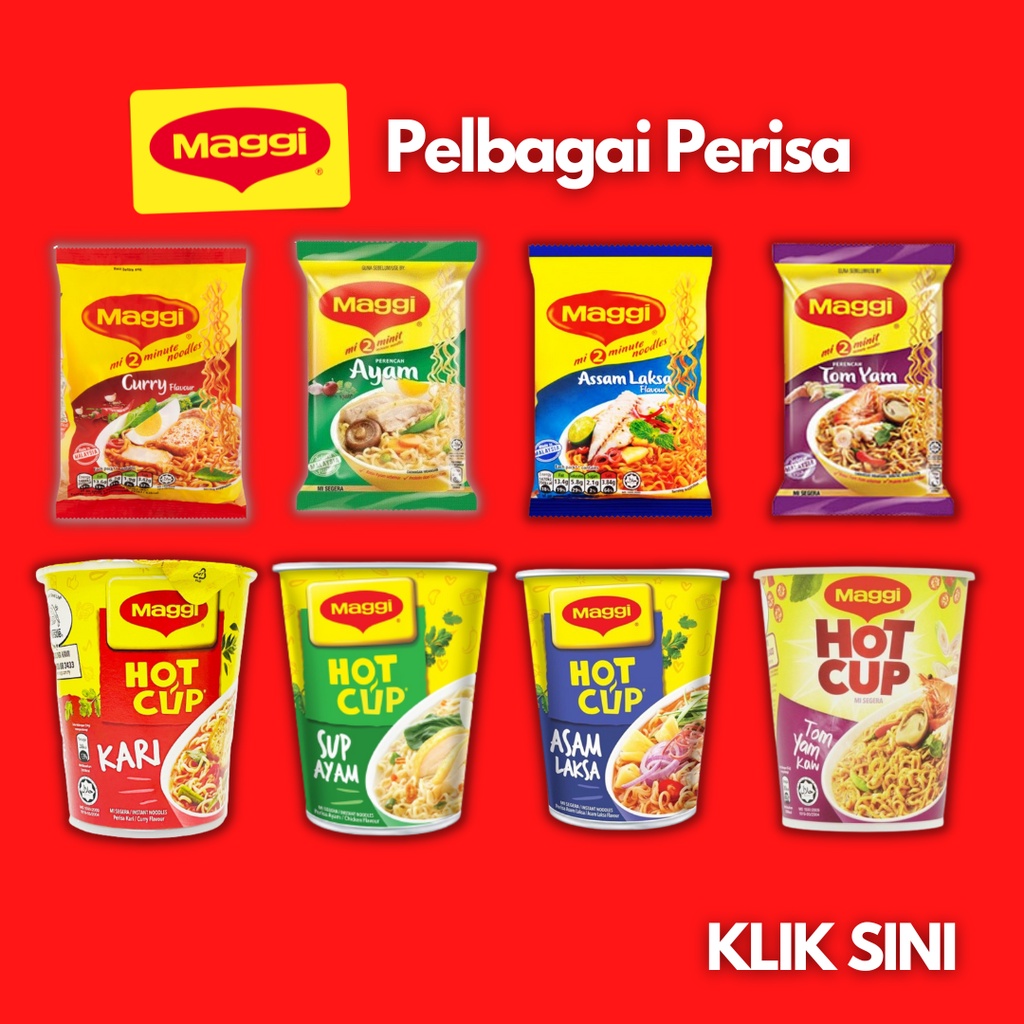 Maggi Kari Ayam Tomyam Asam Laksa Maggie Cup Meggi Cup | Shopee Malaysia