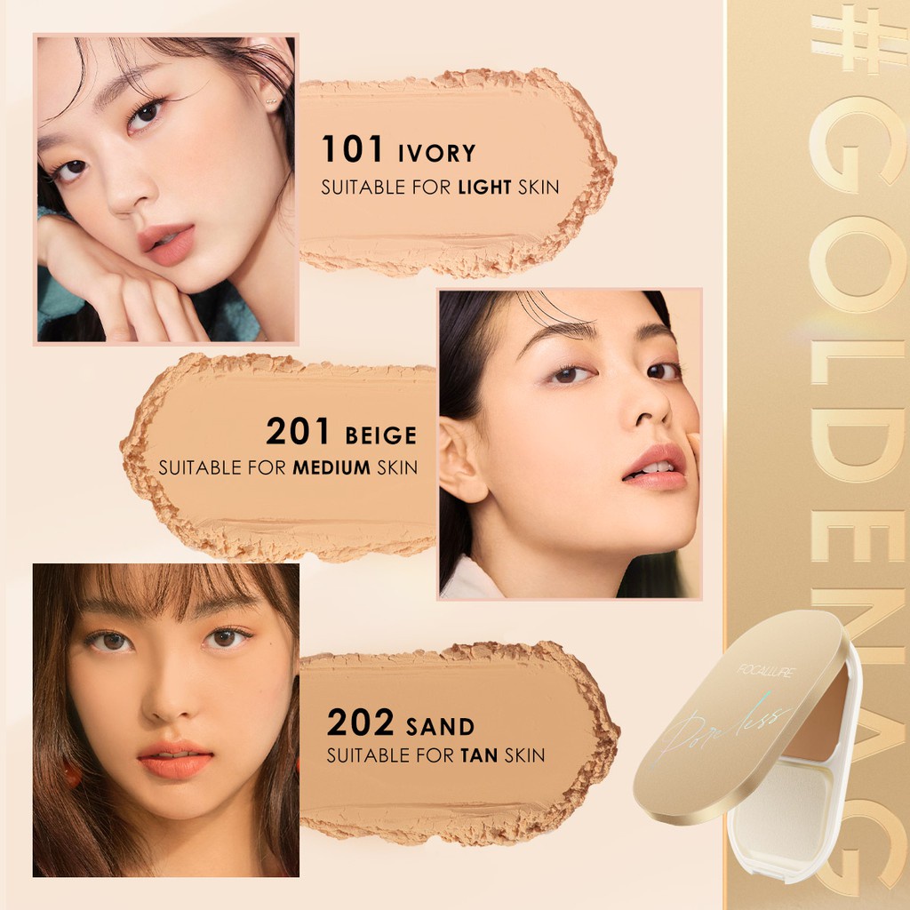 FOCALLURE FA206 2 Way Lasting Poreless Compact Powder Full Coverage ...