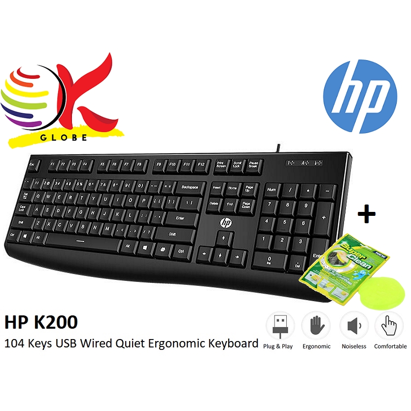 HP K200 WIRED USB 104 KEY ERGONOMIC KEYBOARD WITH COMFORTABLE DESIGN ...