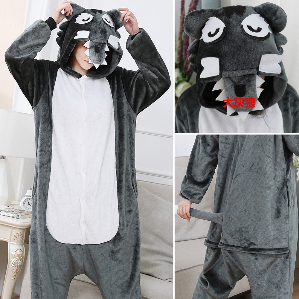 Kigurumi Wolf Onesie Women Men Unisex Animal Cartoon Pajamas | Shopee ...