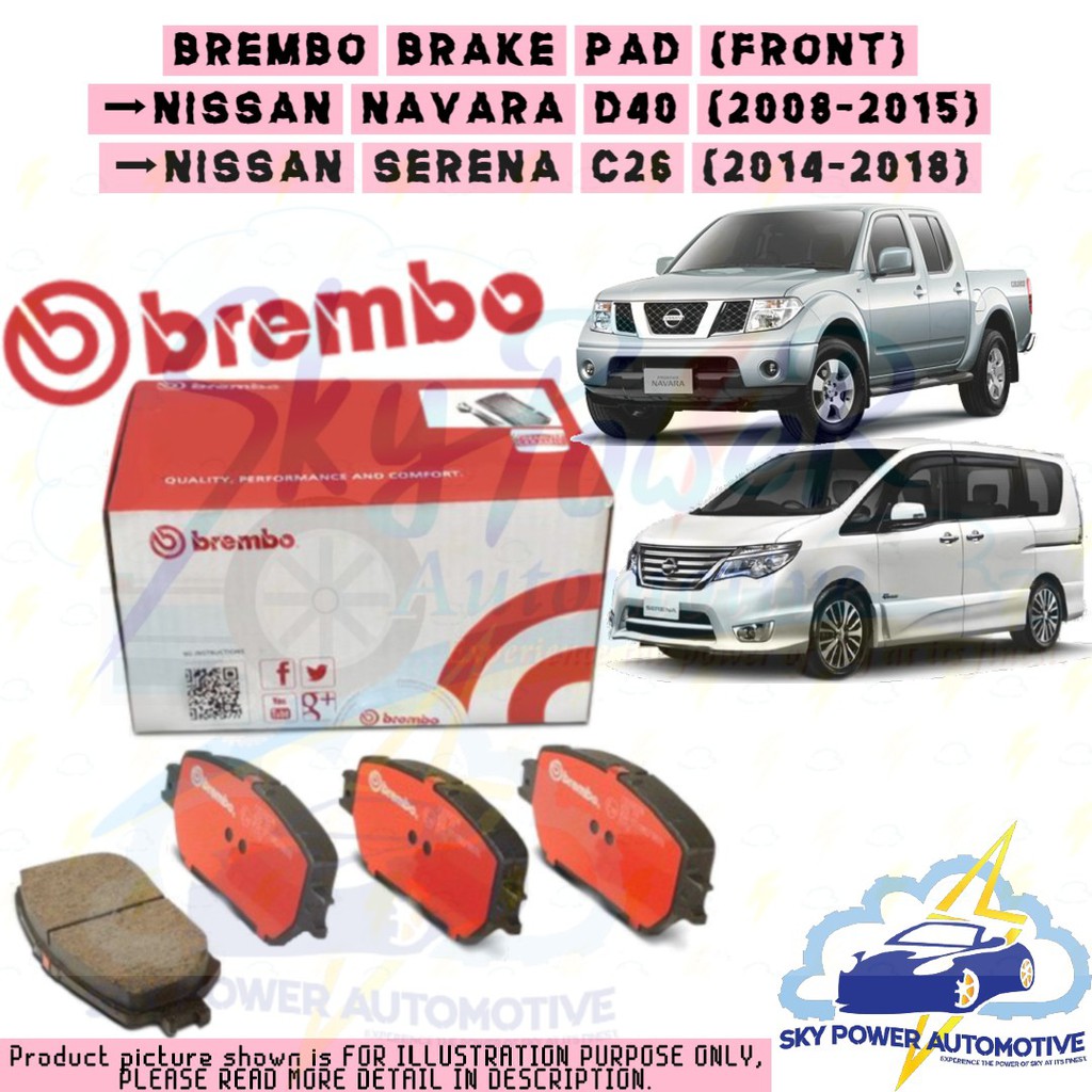 BREMBO NISSAN NAVARA D40 / SERENA C26 DISC BRAKE PAD (FRONT) | Shopee ...